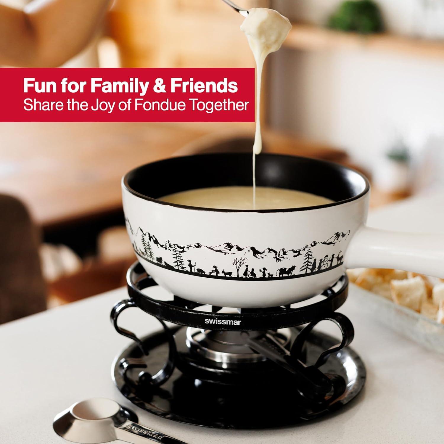 Swissmar Heidi Cheese Fondue Set – 2.8 QT / 2.65 L – Ceramic Fondue Pot ...