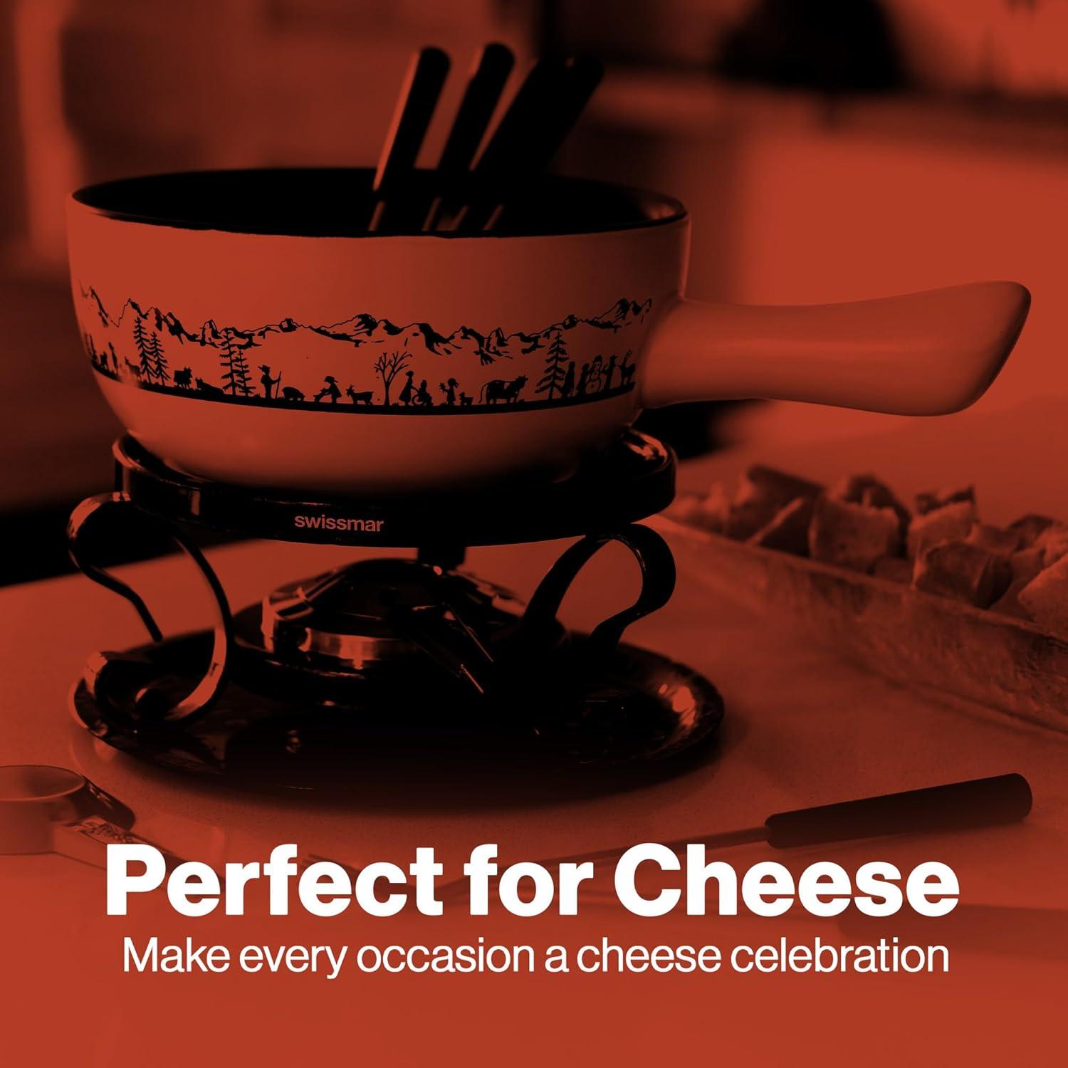 Swissmar Heidi Cheese Fondue Set – 2.8 QT / 2.65 L – Ceramic Fondue Pot ...
