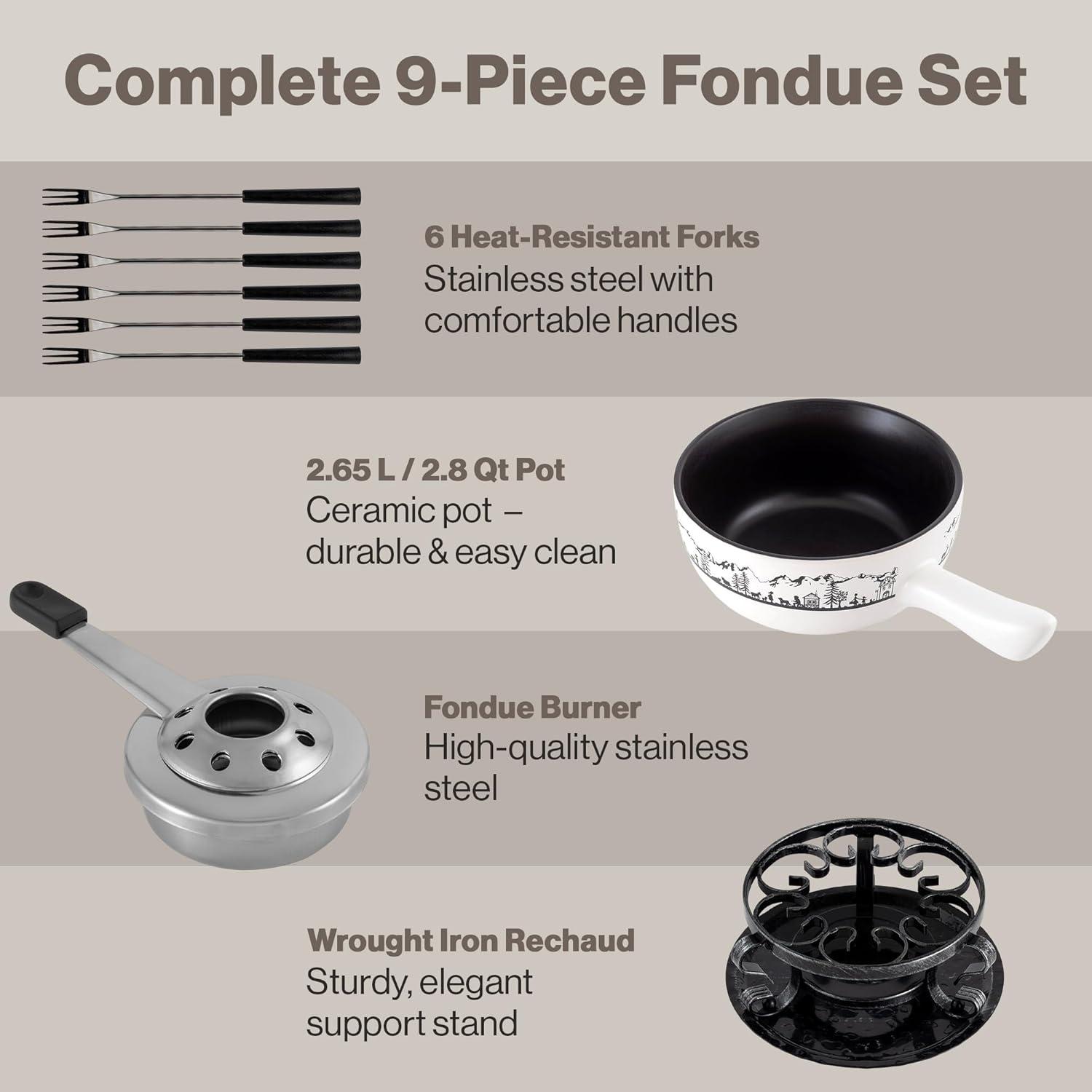 Swissmar Heidi Cheese Fondue Set – 2.8 QT / 2.65 L – Ceramic Fondue Pot ...