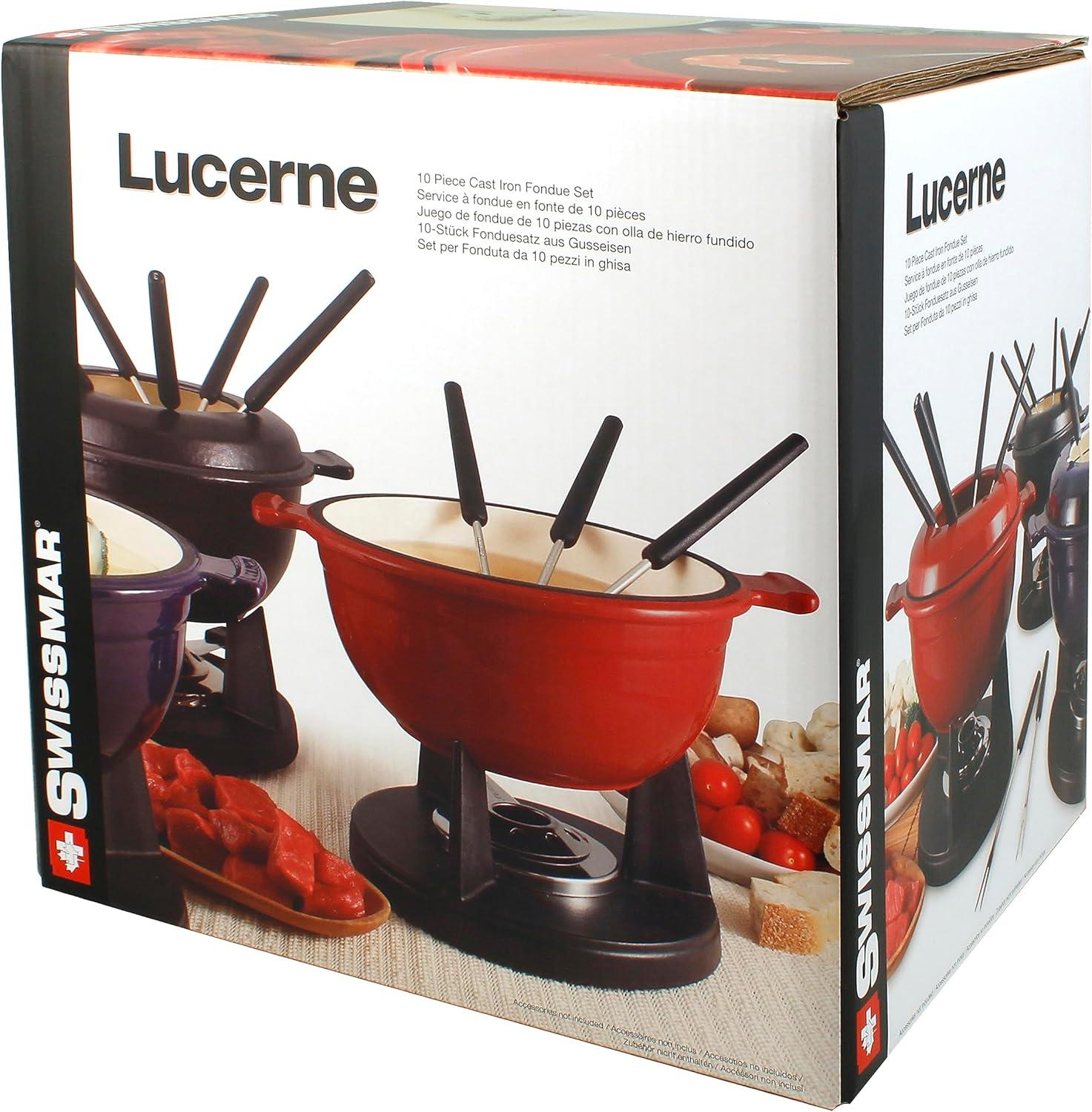 Swissmar Lucerne 10 Piece Cast Iron Fondue Set – Ideal for Melting ...